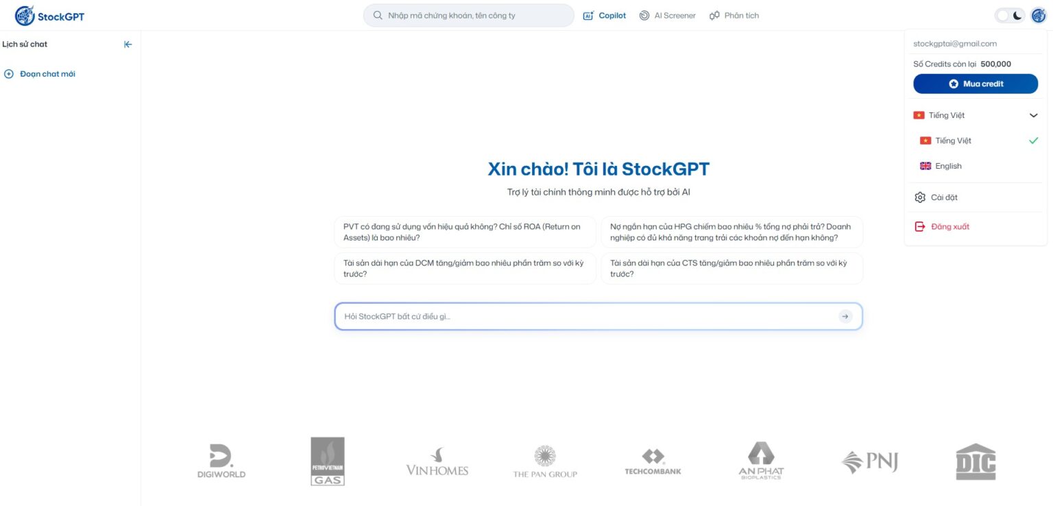 Tài liệu hướng dẫn sử dụng StockGPT